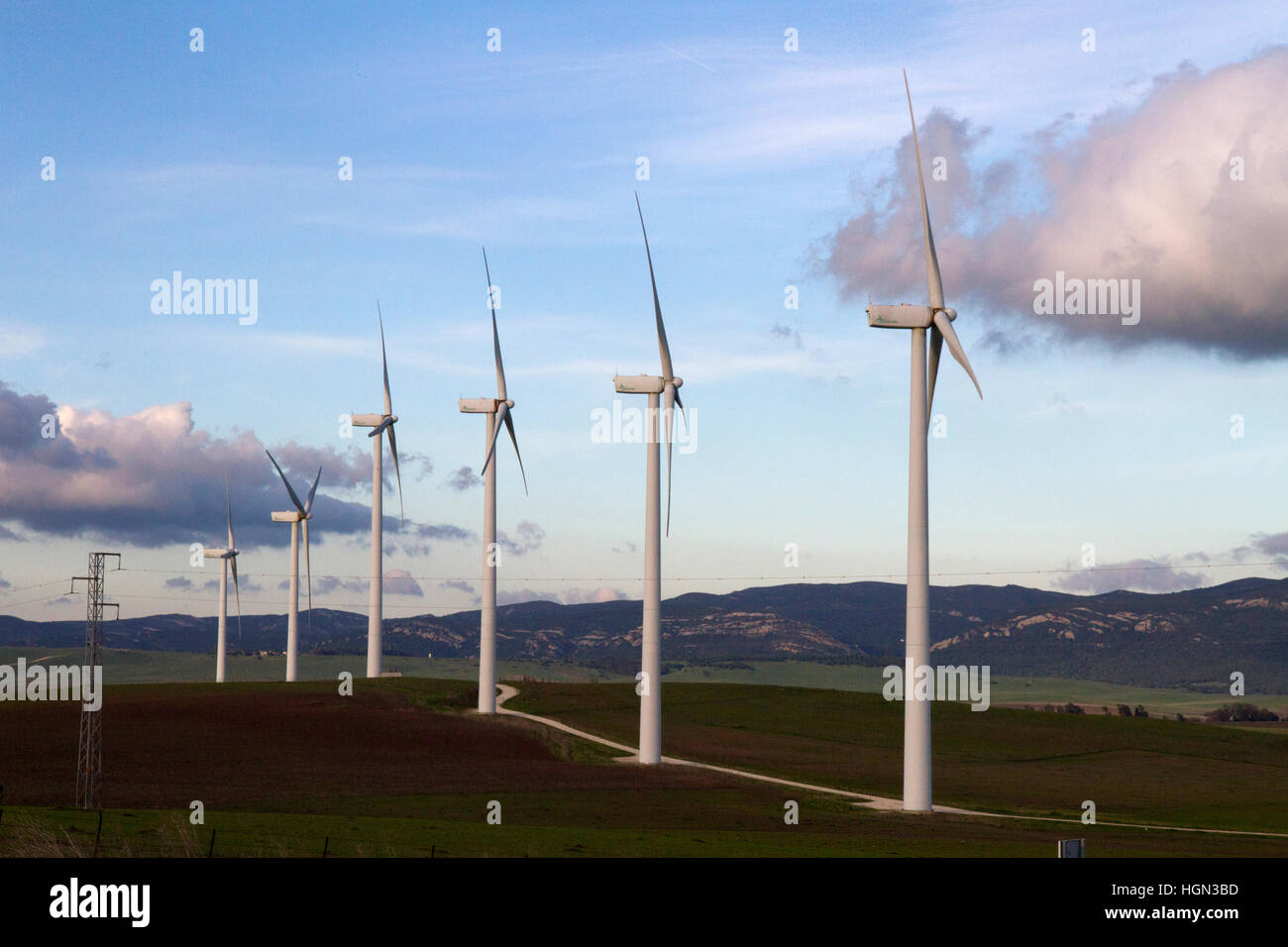 wind farms turbines Andalusia Spain electricity energy production Stock ...
