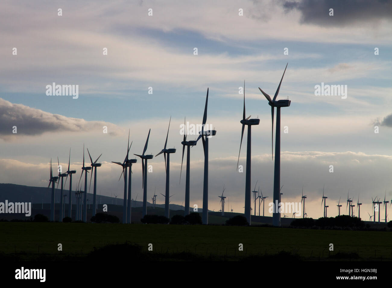 wind farms turbines Andalusia Spain electricity energy production Stock ...