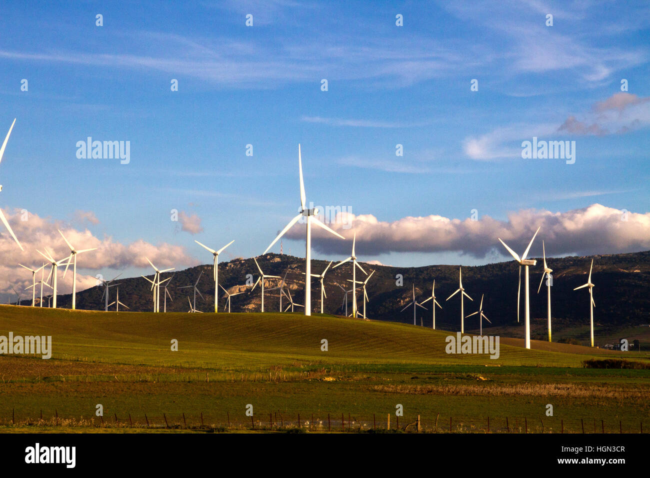 wind farms turbines Andalusia Spain electricity energy production Stock ...