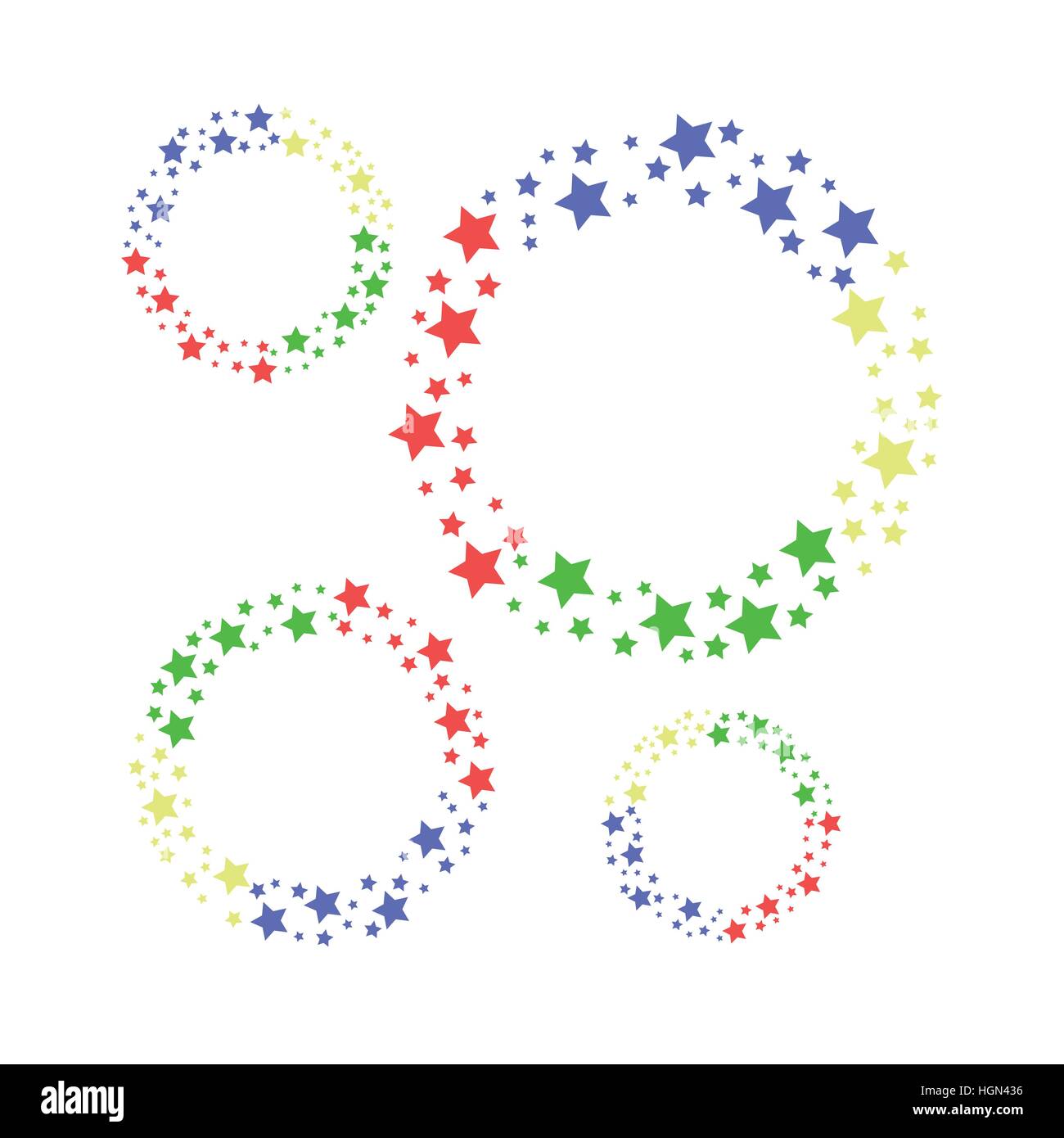 Multicolored stars of different sizes on a circle Stock Vector Image ...