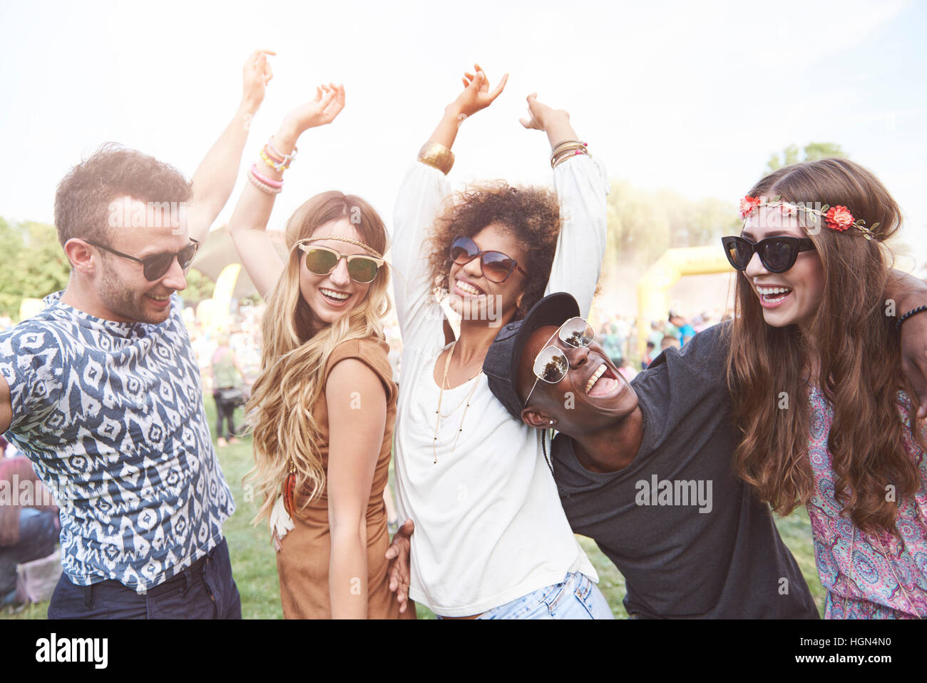 Friends dancing to their favorite song Stock Photo - Alamy