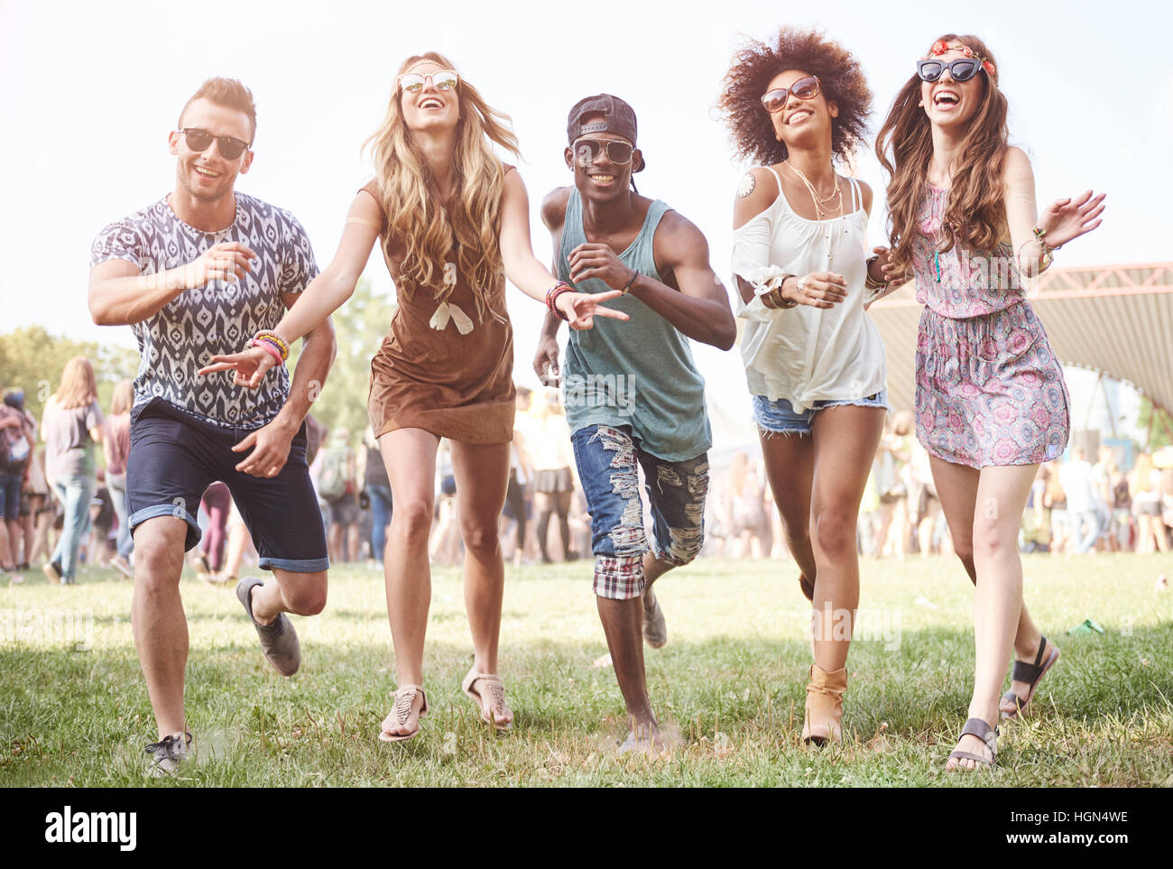 Picture of running people in festival Stock Photo - Alamy