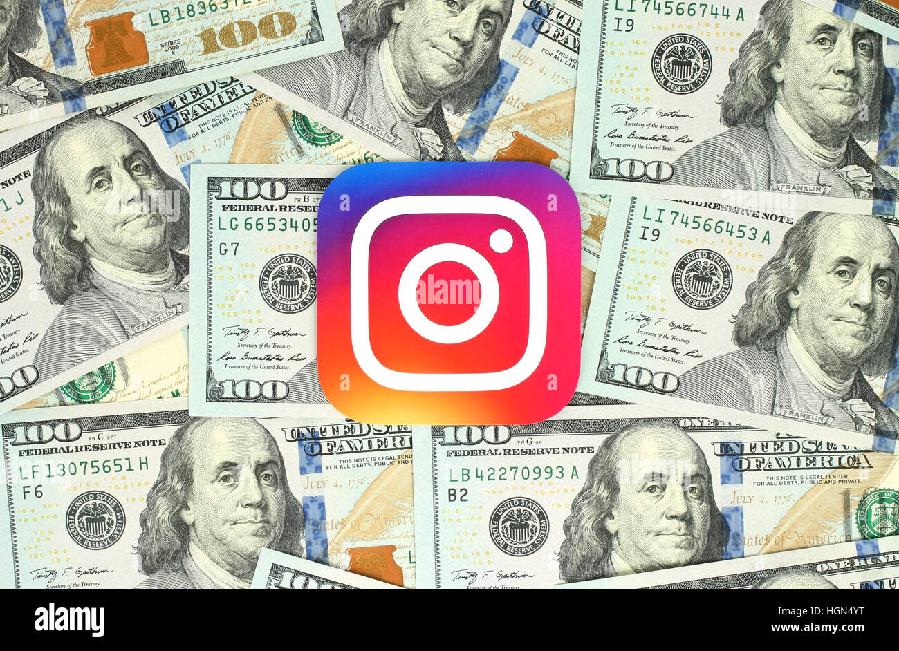 Kiev, Ukraine - June 13, 2016: Instagram new logo printed on paper and ...