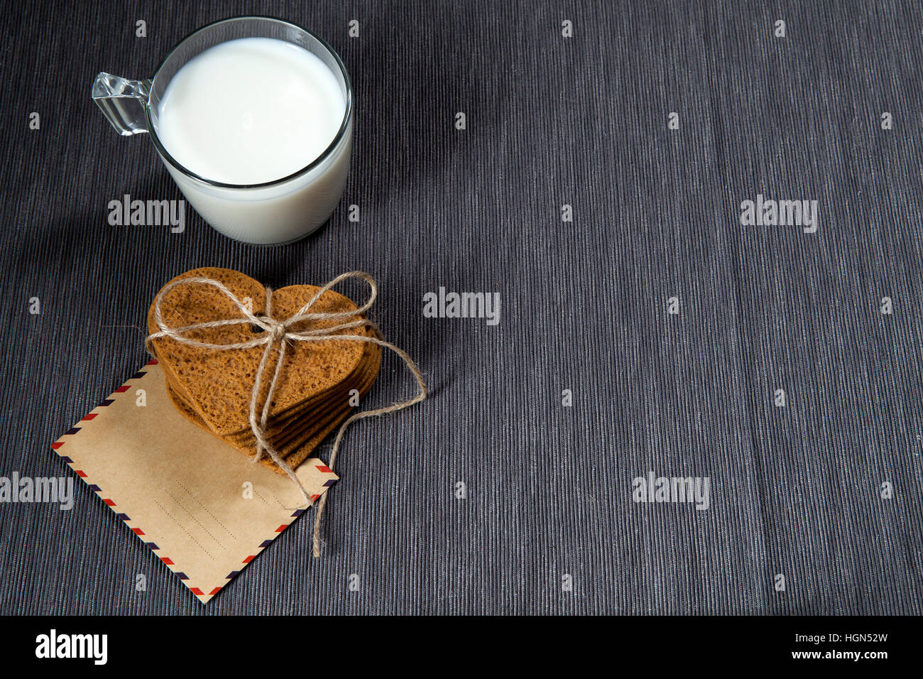 Gift for Valentine's Day. Gingerbread heart-shaped, Letter in envelope ...