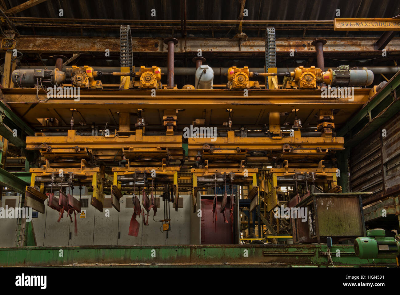 Brick making machinery on a production line within the closed Clock ...