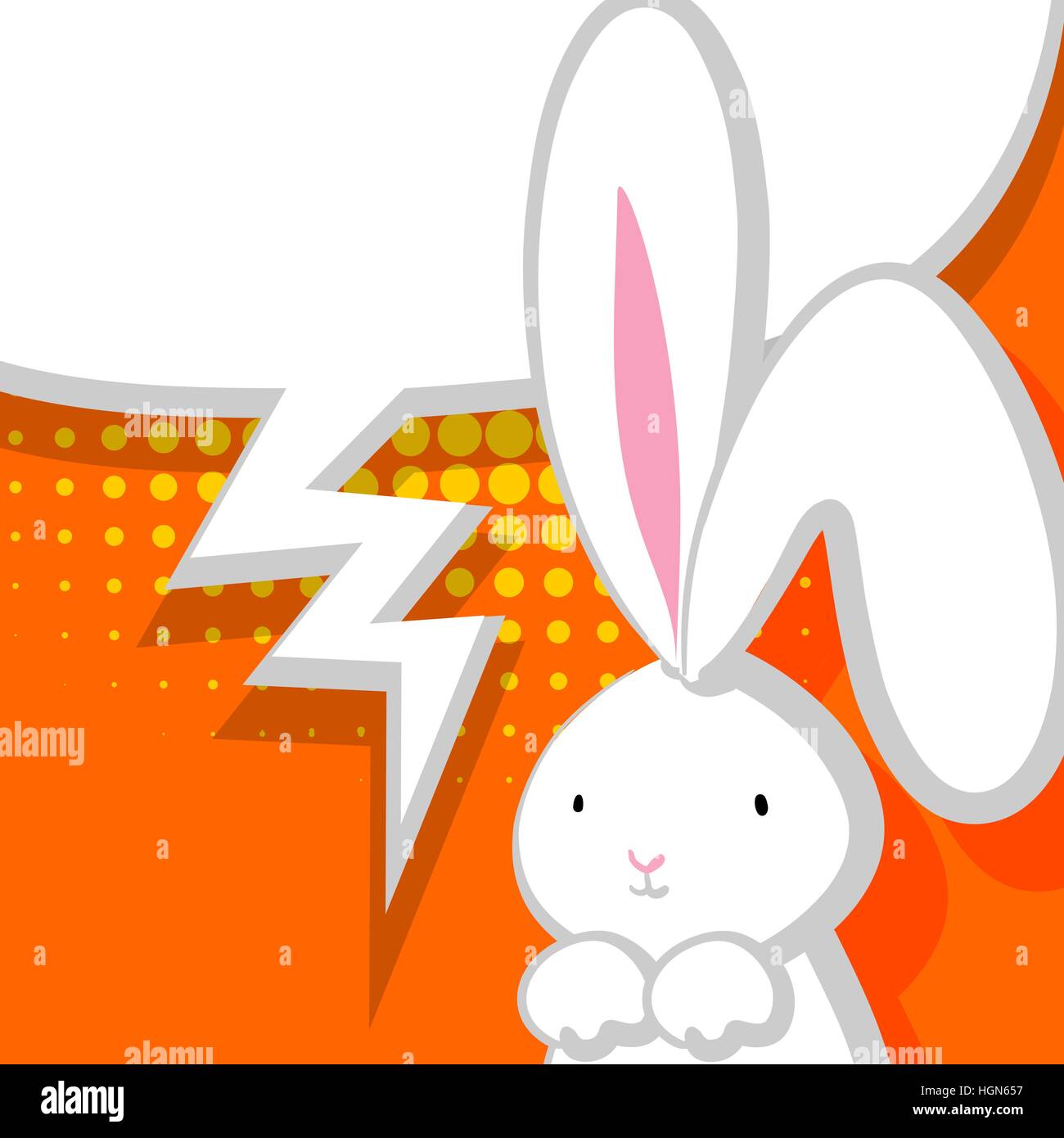 White cute rabbit orange comic bubble Stock Vector Image & Art - Alamy