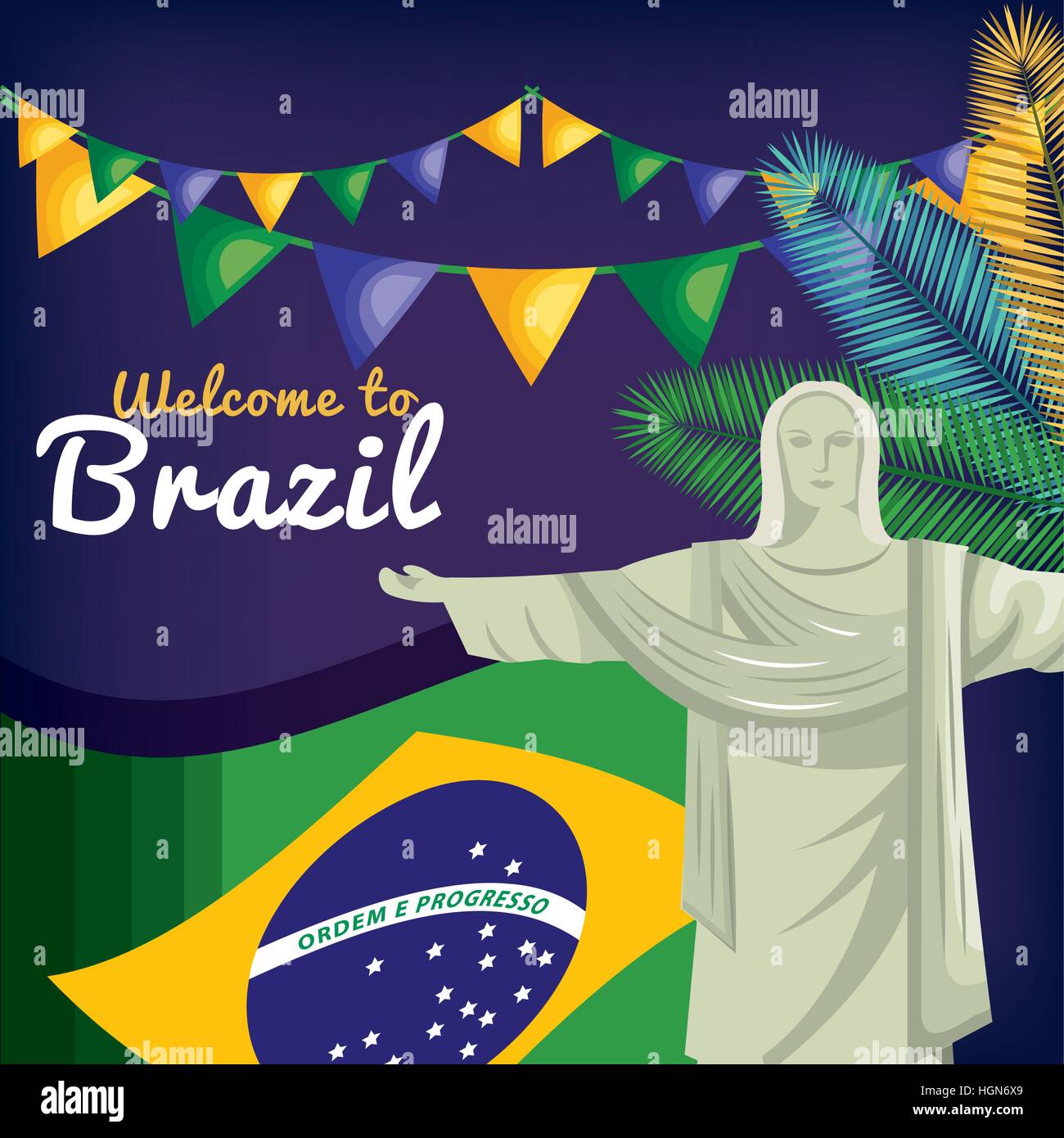 welcome to brazil poster vector illustration design Stock Vector Image ...