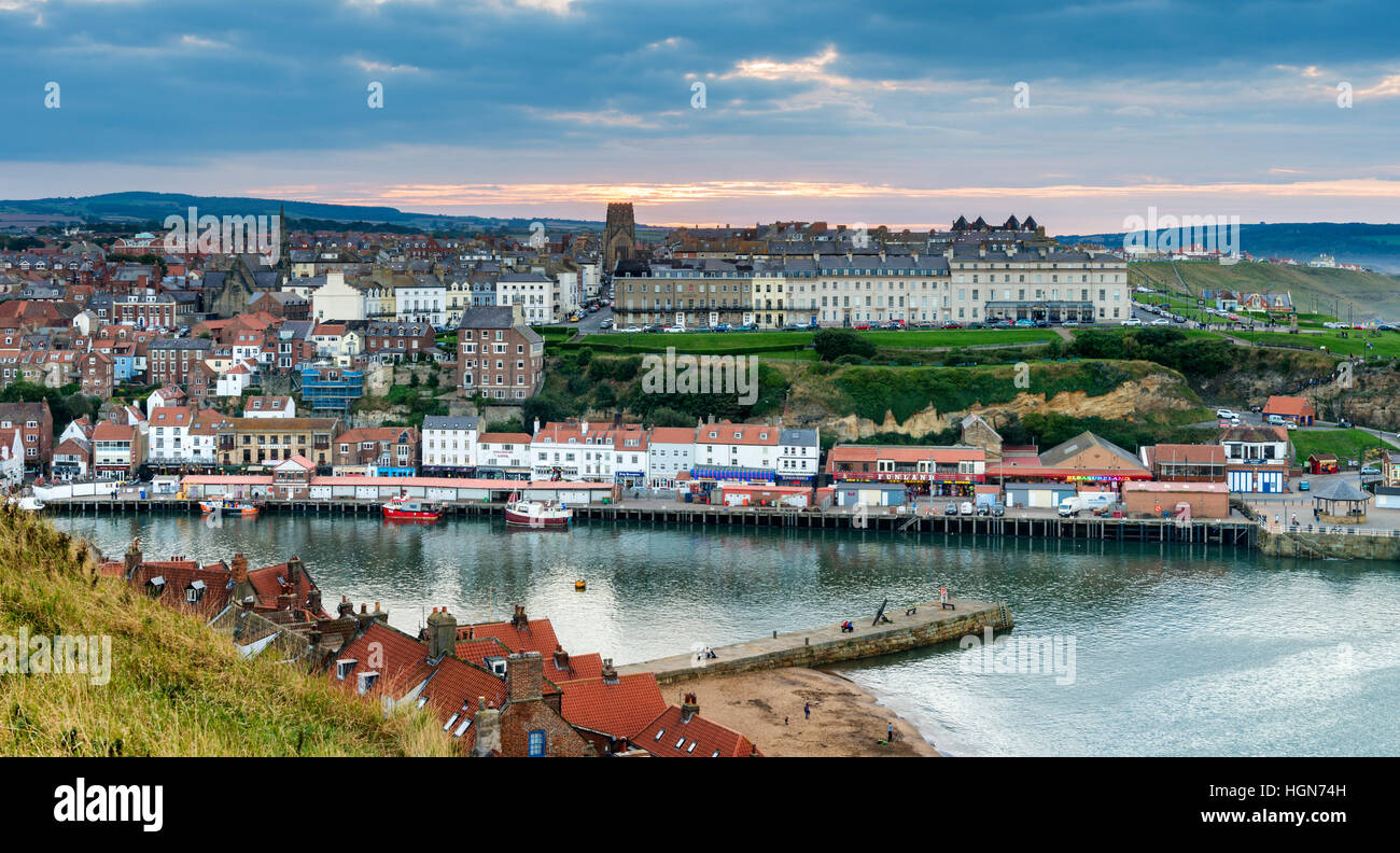 Sunset over Whitby from St. Mary's graveyard Stock Photo - Alamy