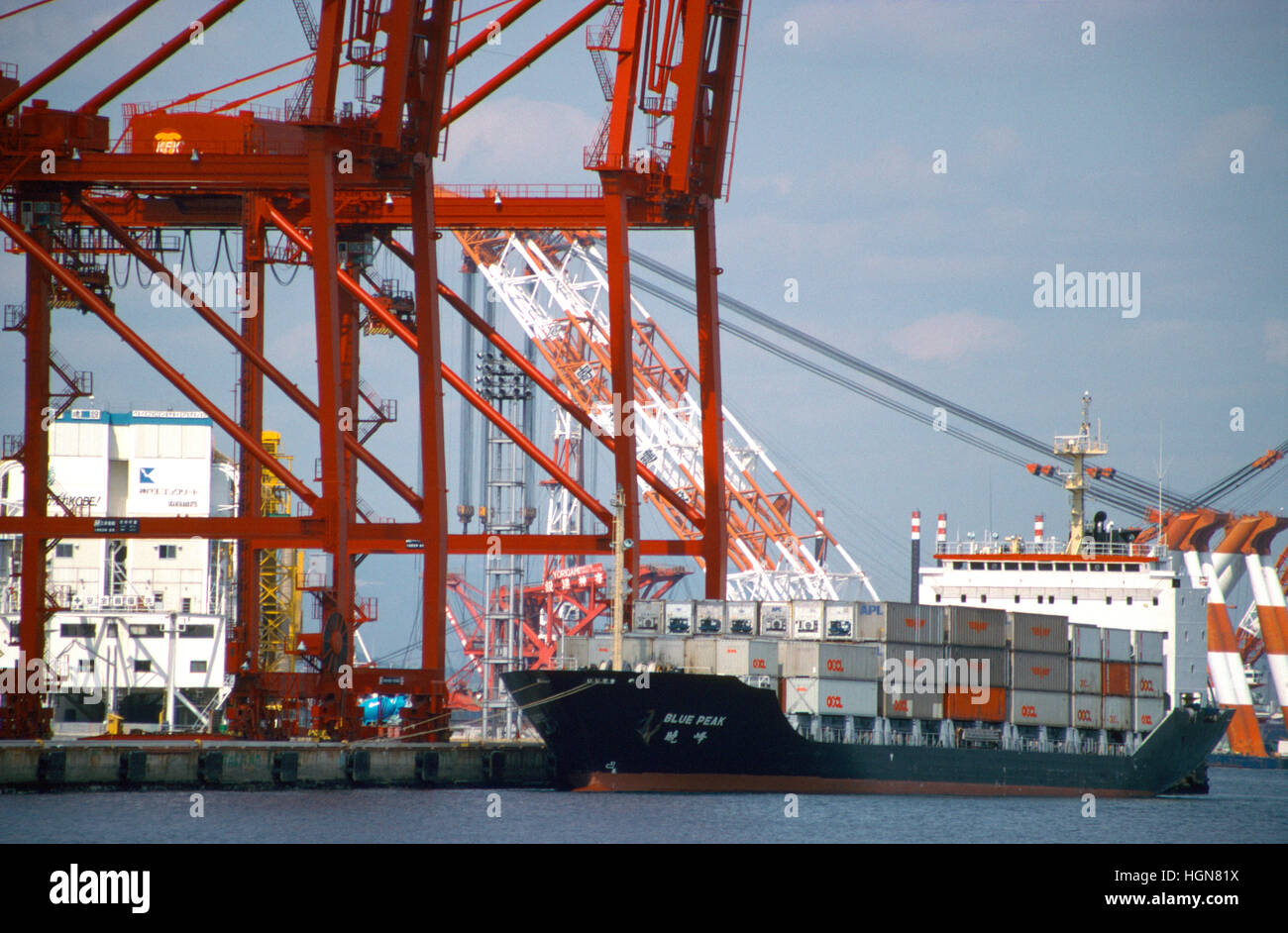 Kobe Japan Container Ship & Crane Port Island Stock Photo - Alamy