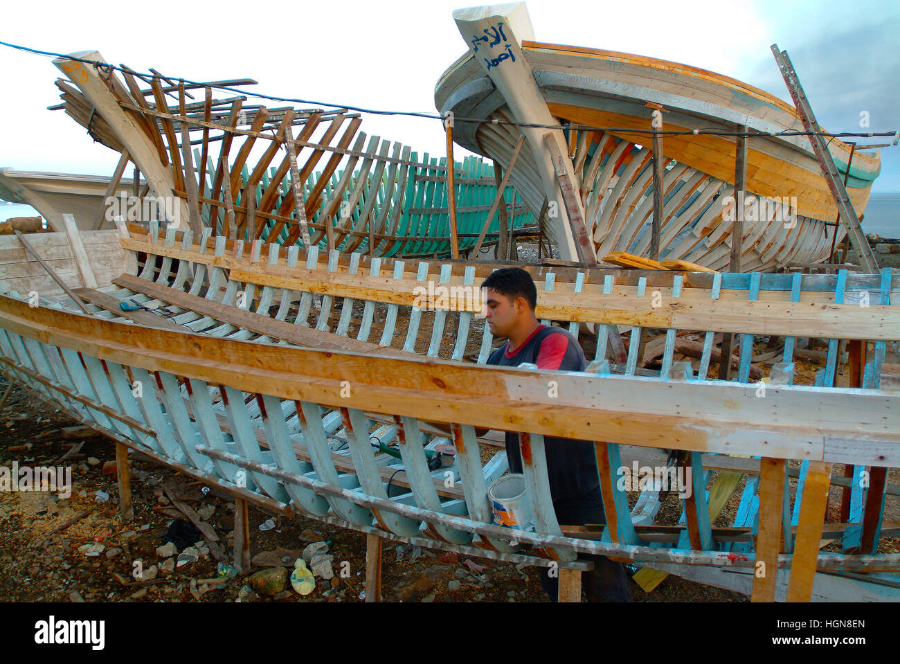 Syria Arwad Island Carpenter Building Their boat Stock Photo - Alamy