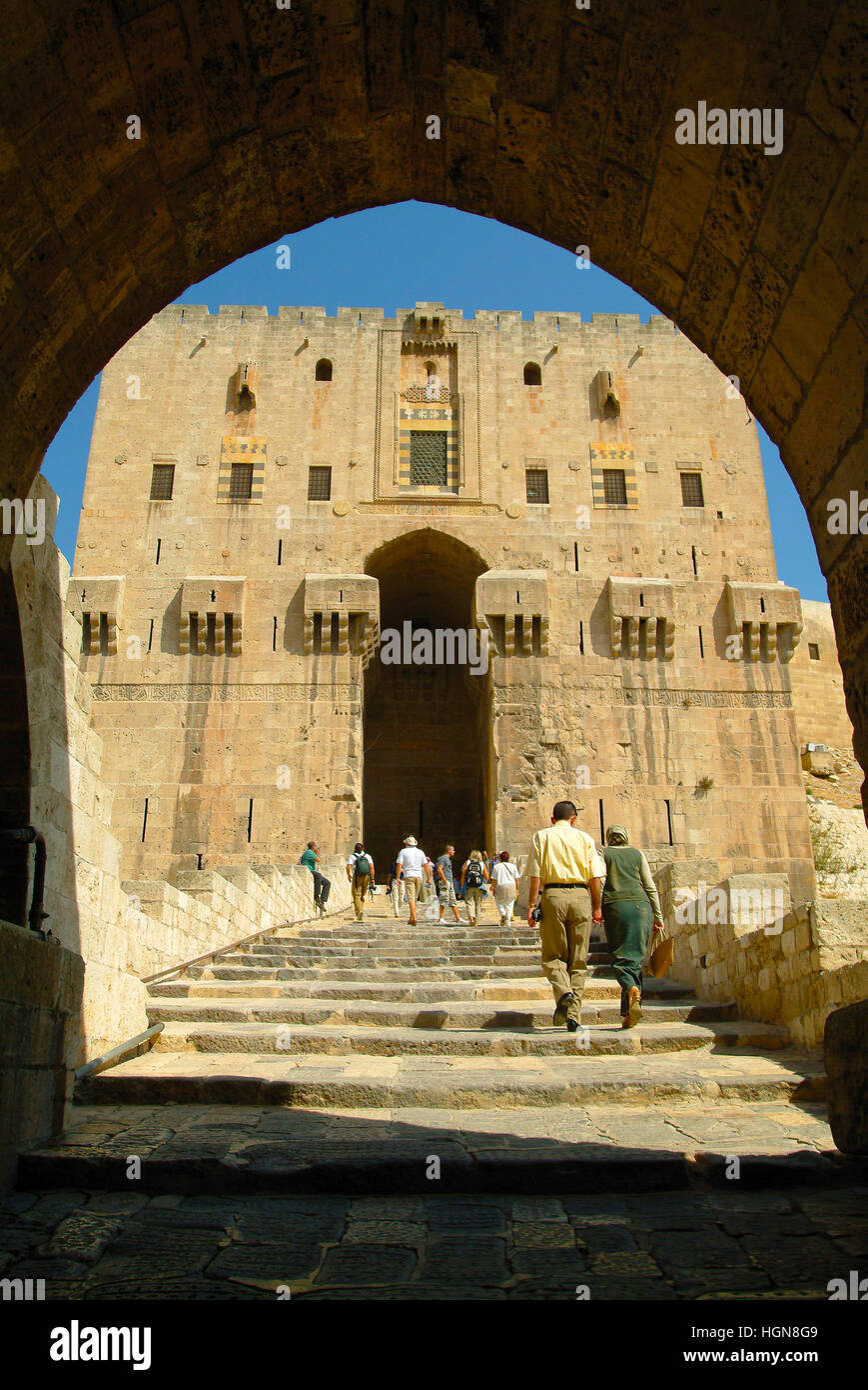 Syria Aleppo Gate of citadel Stock Photo - Alamy