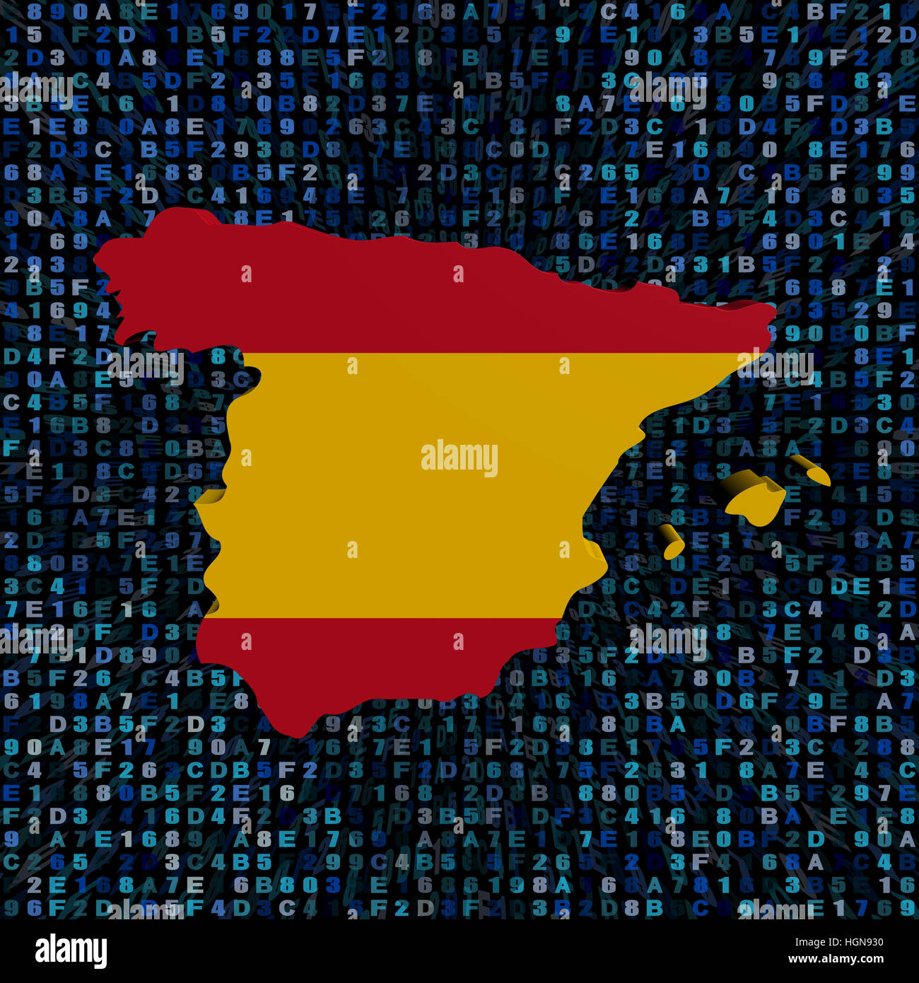 Spain map flag on hex code illustration Stock Photo - Alamy