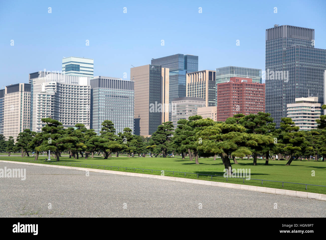Beautiful green park garden with city view inTokyo, Japan Stock Photo ...