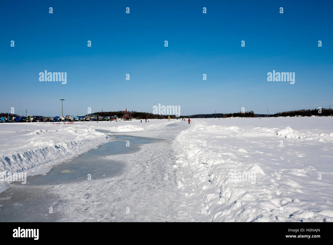 people walking on frozen lake, Lappeenranta Finland Stock Photo - Alamy