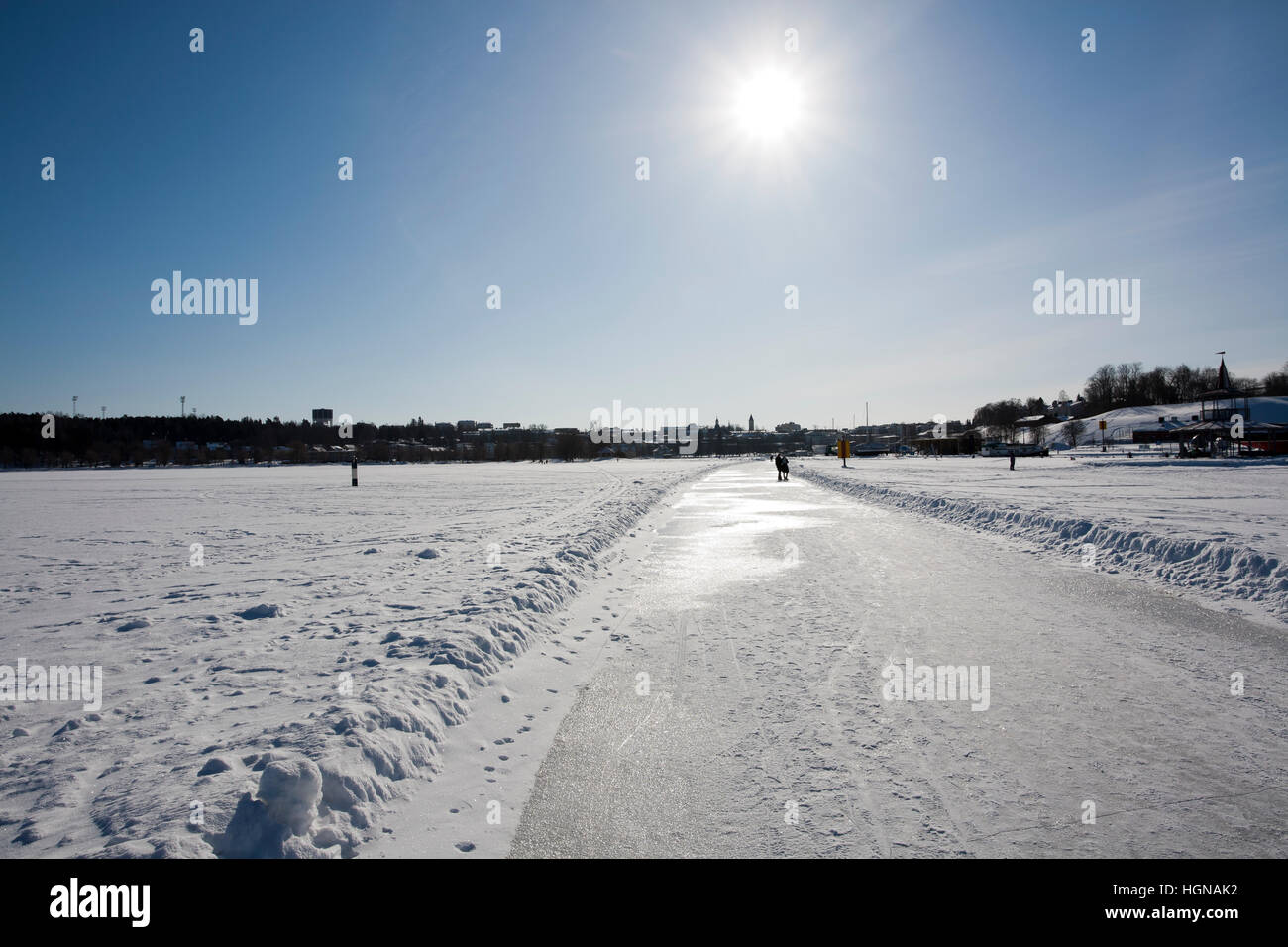 Winter scenery over the frozen lake, Lappeenranta Finland Stock Photo ...