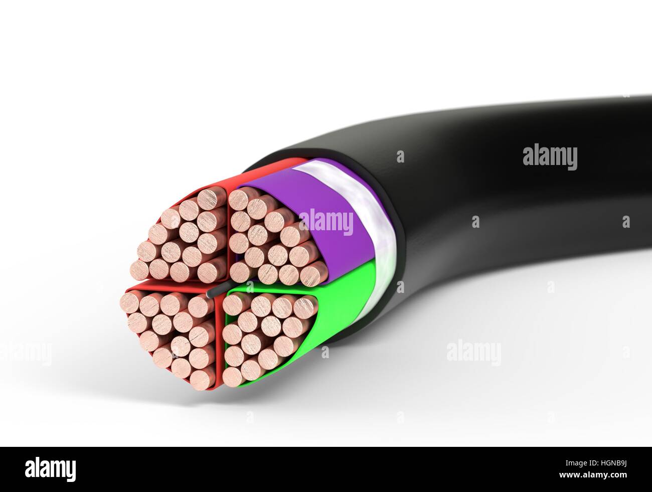 Copper cable. 3d illustration isolated on white Stock Photo - Alamy