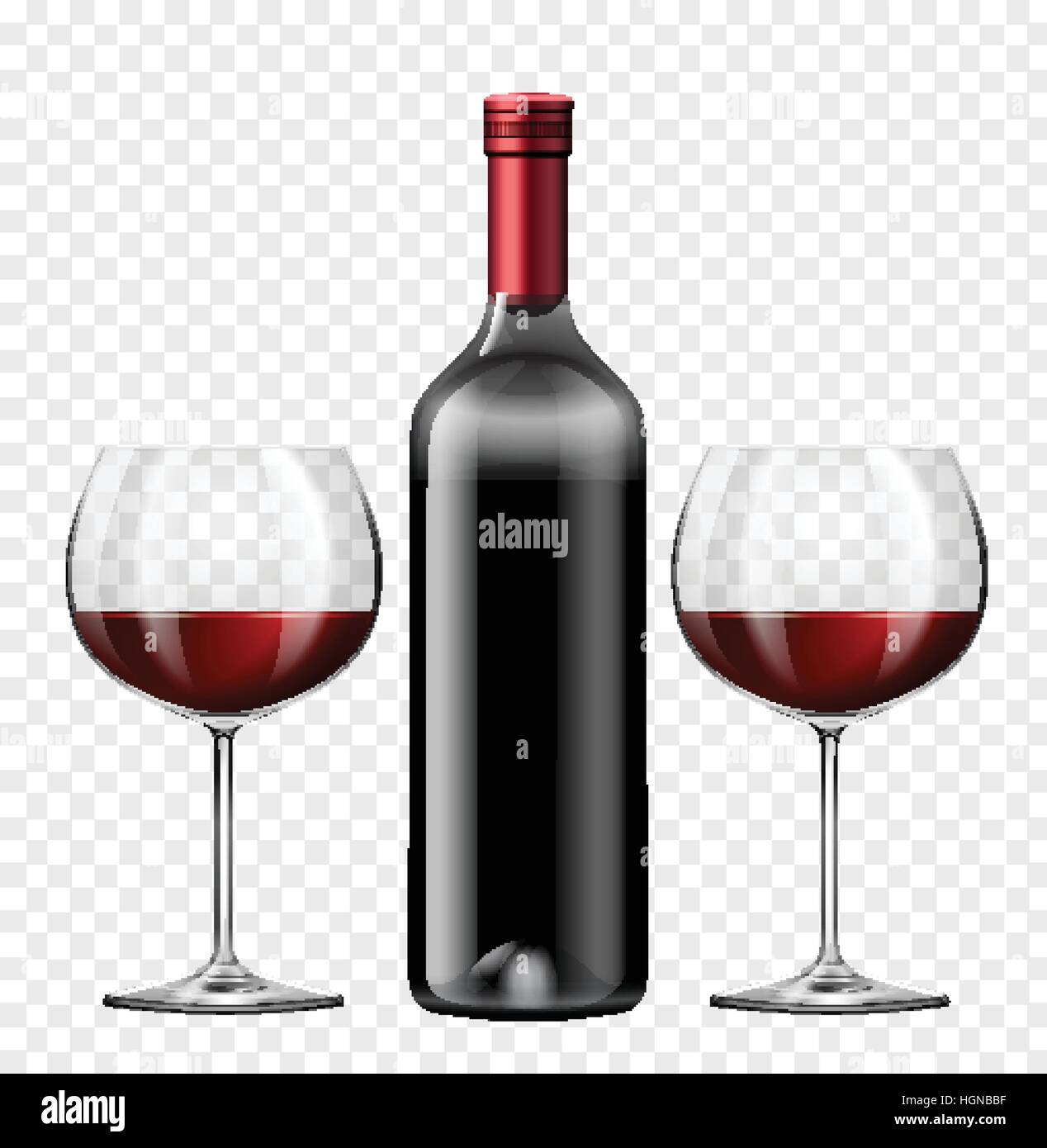 Red Wine Bottle And Two Glass
