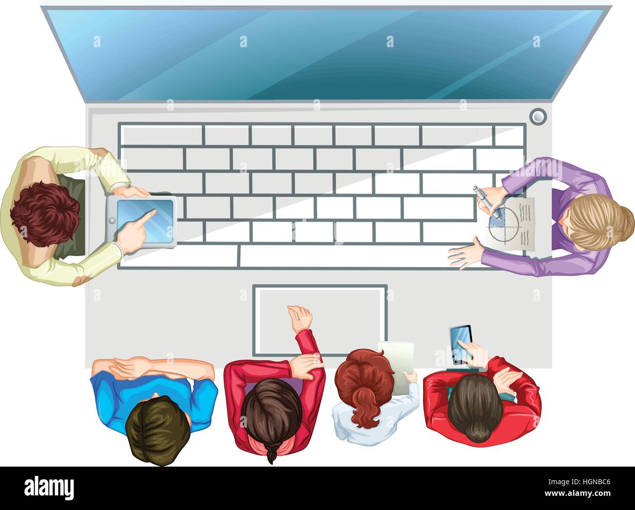 People working at computer Stock Vector Images - Alamy