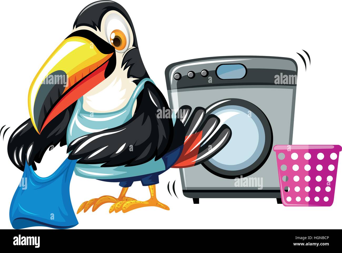 Toucan doing laundry with washing machine illustration Stock Vector ... Toucan doing laundry with washing machine illustration Stock Vector ...