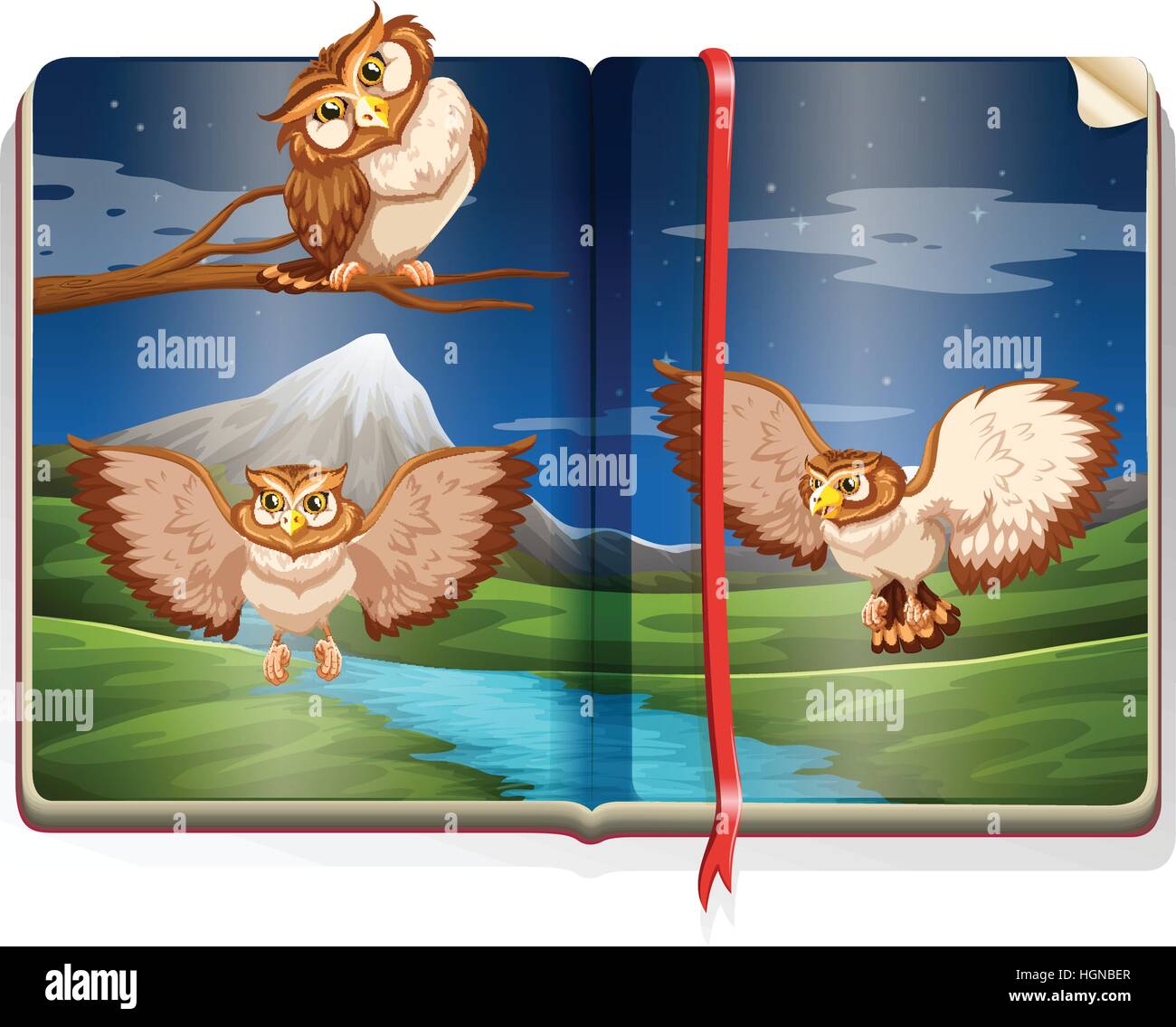 Owl river illustration hi-res stock photography and images - Alamy