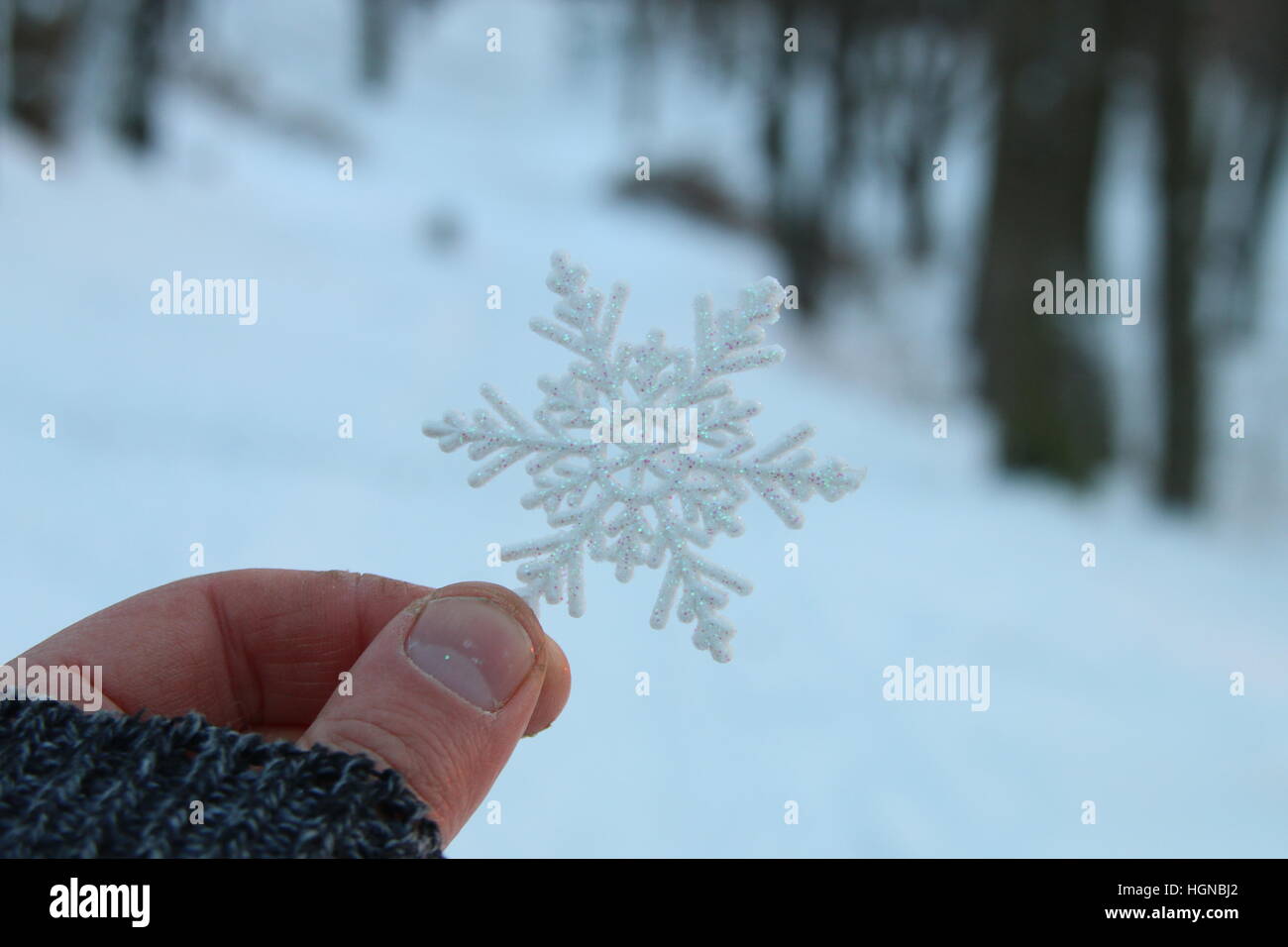hand holding a snowflake Stock Photo - Alamy