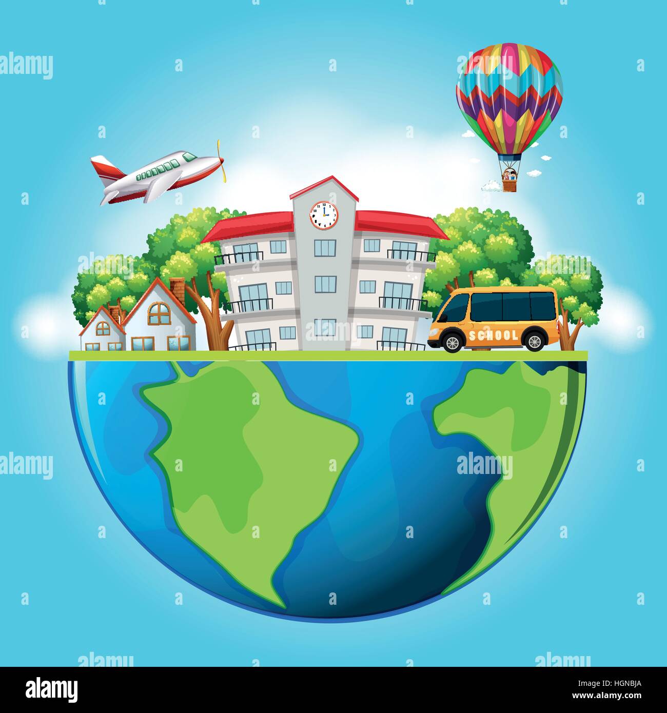 Buildings and transportation on earth illustration Stock Vector Image ...