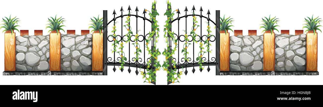 Wall and gate design illustration Stock Vector Image & Art - Alamy