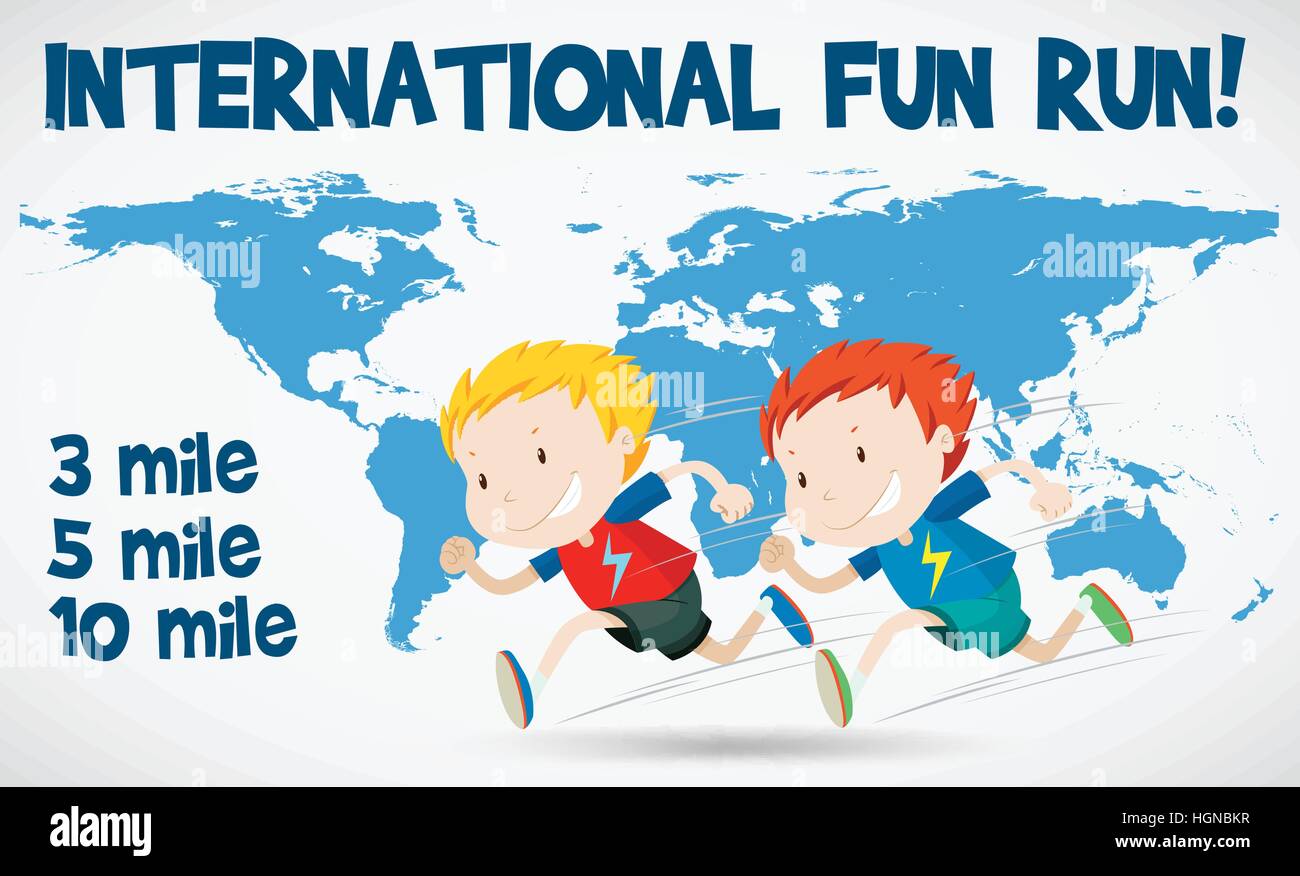 International fun run poster with runners illustration Stock Vector ...