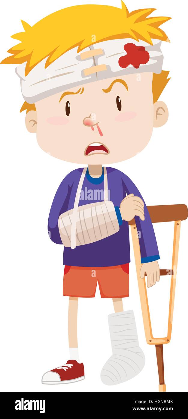 Vector illustration injured kid walking hi-res stock photography and ...