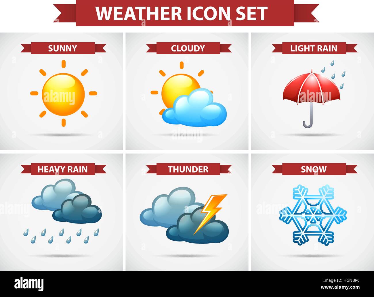 Weather icon set with many weather conditions illustration Stock Vector ...