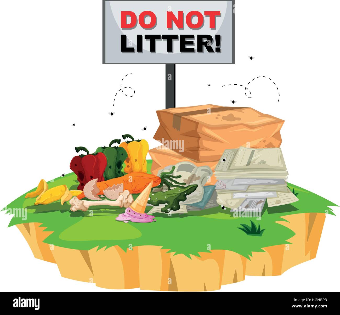 Do not litter sign with trash underneath illustration Stock Vector ...