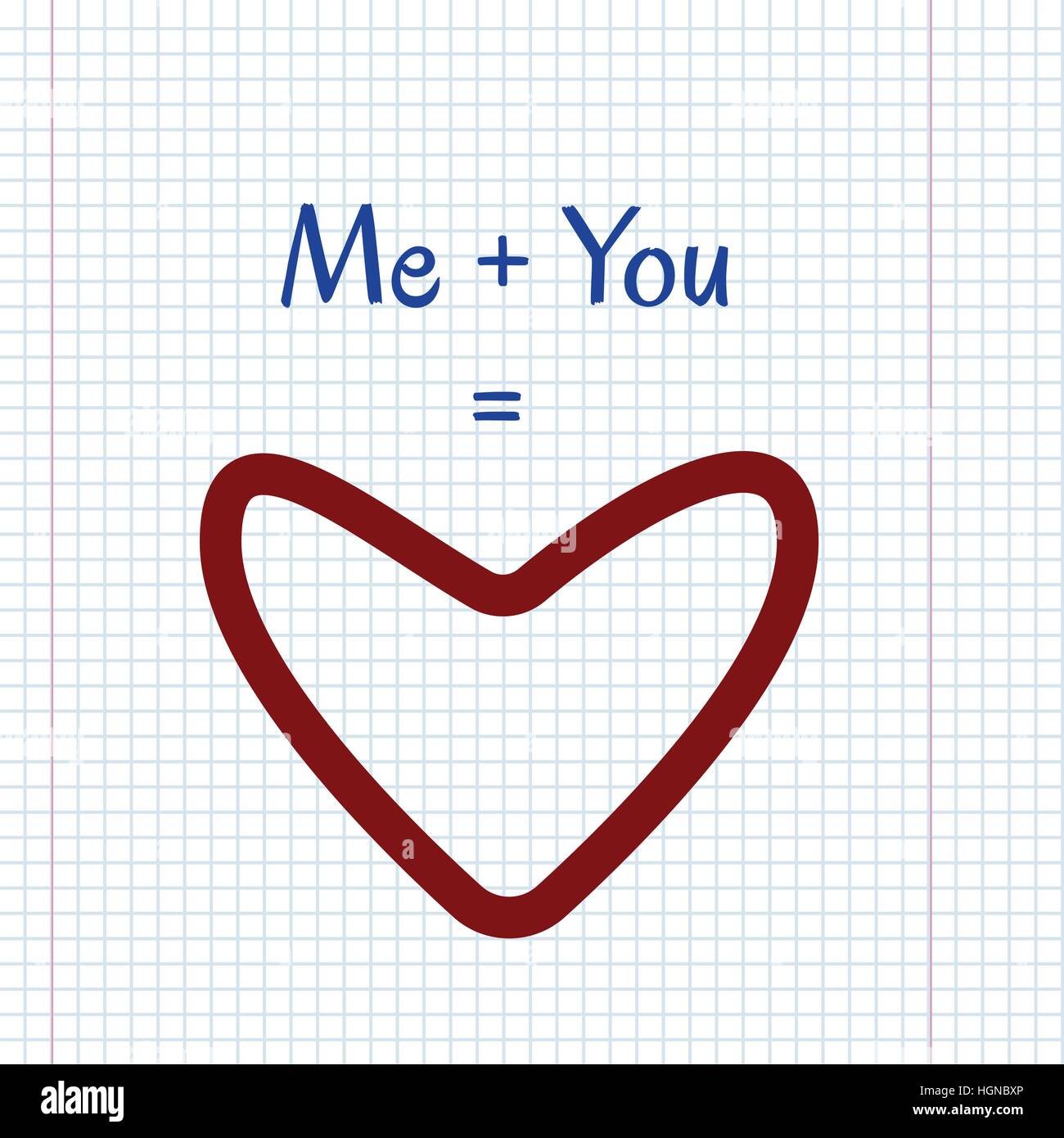Love concept of heart on square paper sheet notebook background Stock ...