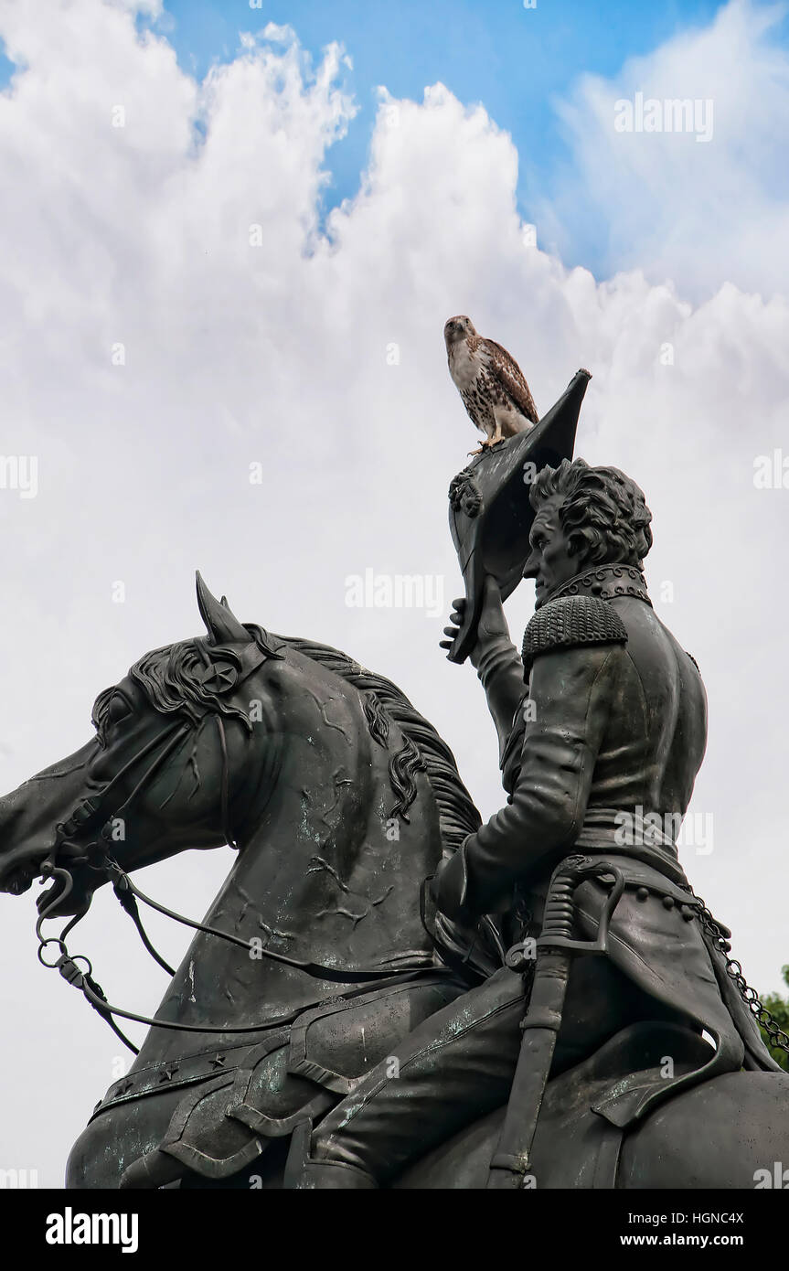Statue of Andrew Jackson outside the White House in Washington DC ...