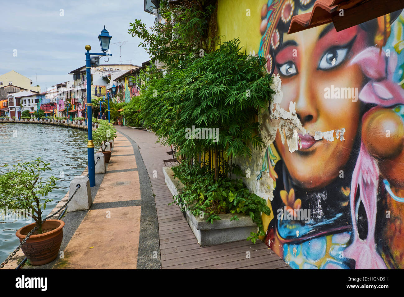 Malaysia, Malacca state, Malacca, Unesco Wold Heritage, the canal, wall ...