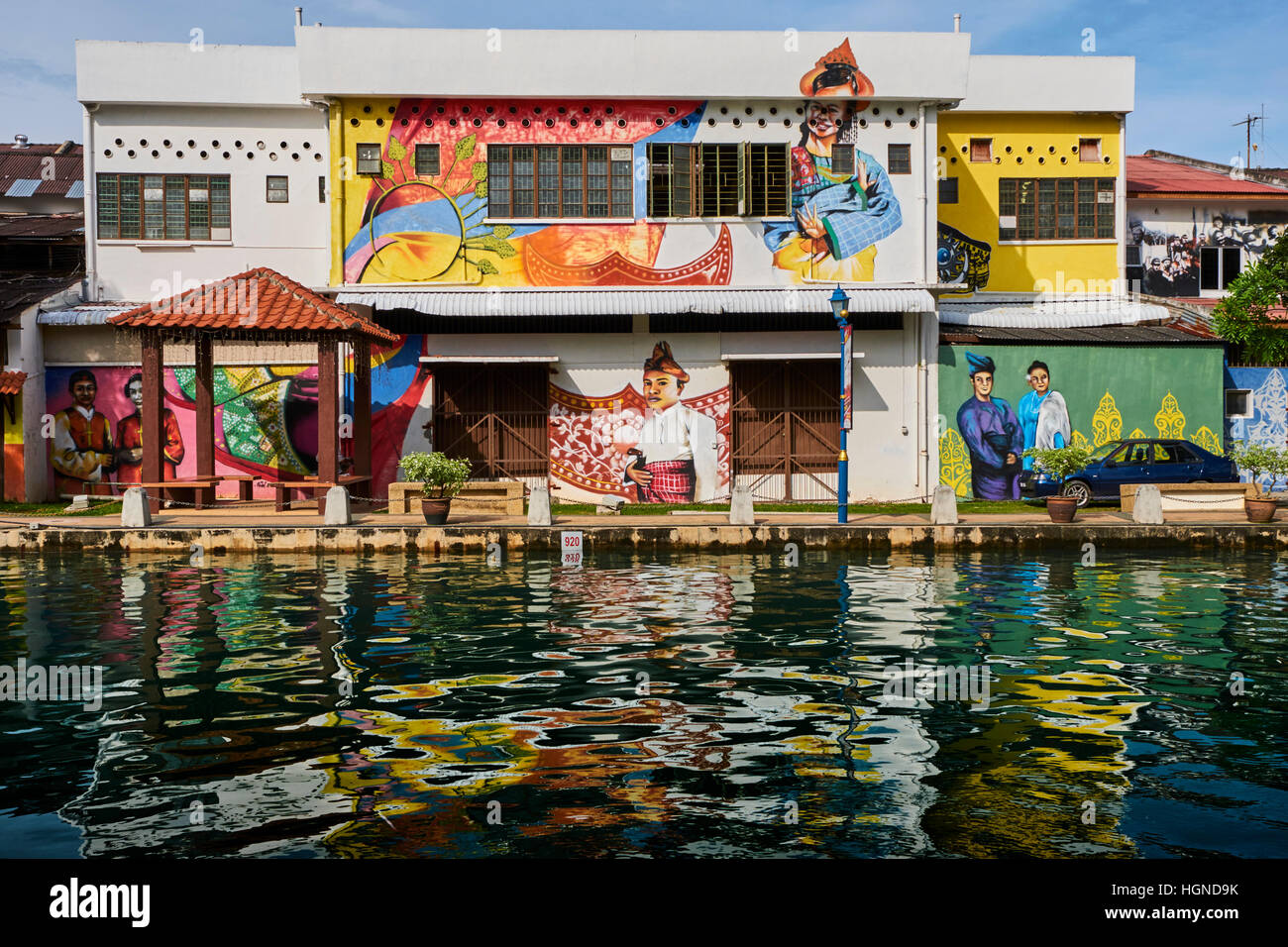 Malaysia, Malacca state, Malacca, Unesco Wold Heritage, the canal, wall ...