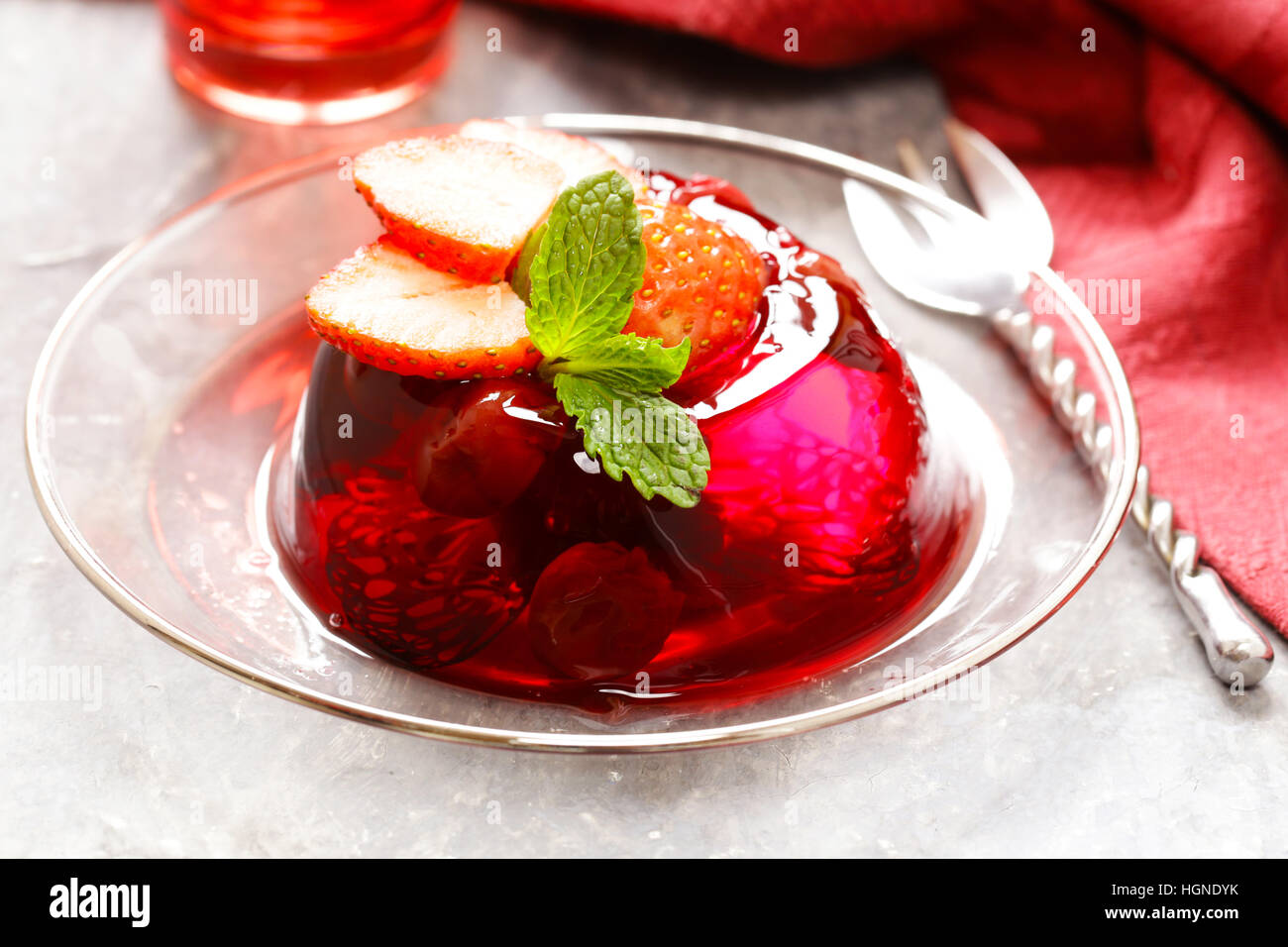 berry fruit jelly with fresh fruits - summer dessert Stock Photo - Alamy