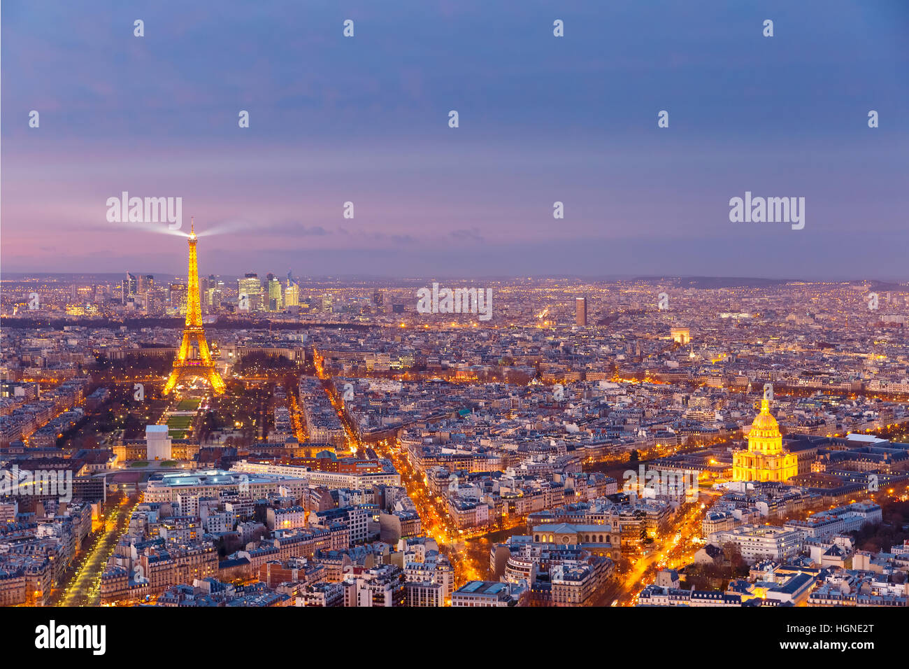 Aerial night view of Paris, France Stock Photo - Alamy