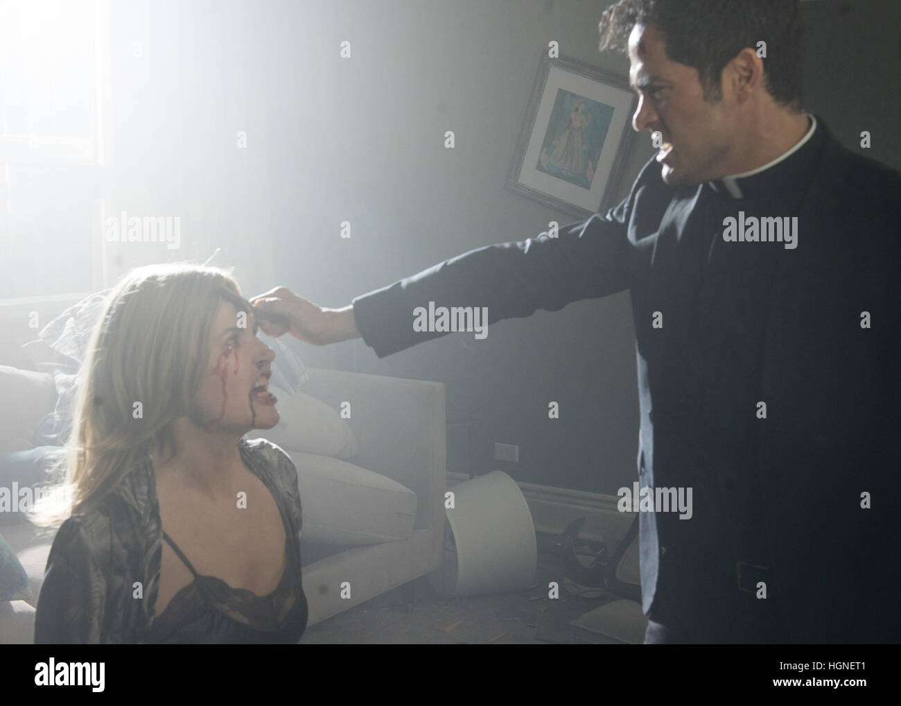 THE EXORCIST, l-r: Geena Davis, Alfonso Herrera in 'Chapter Ten: Three ...