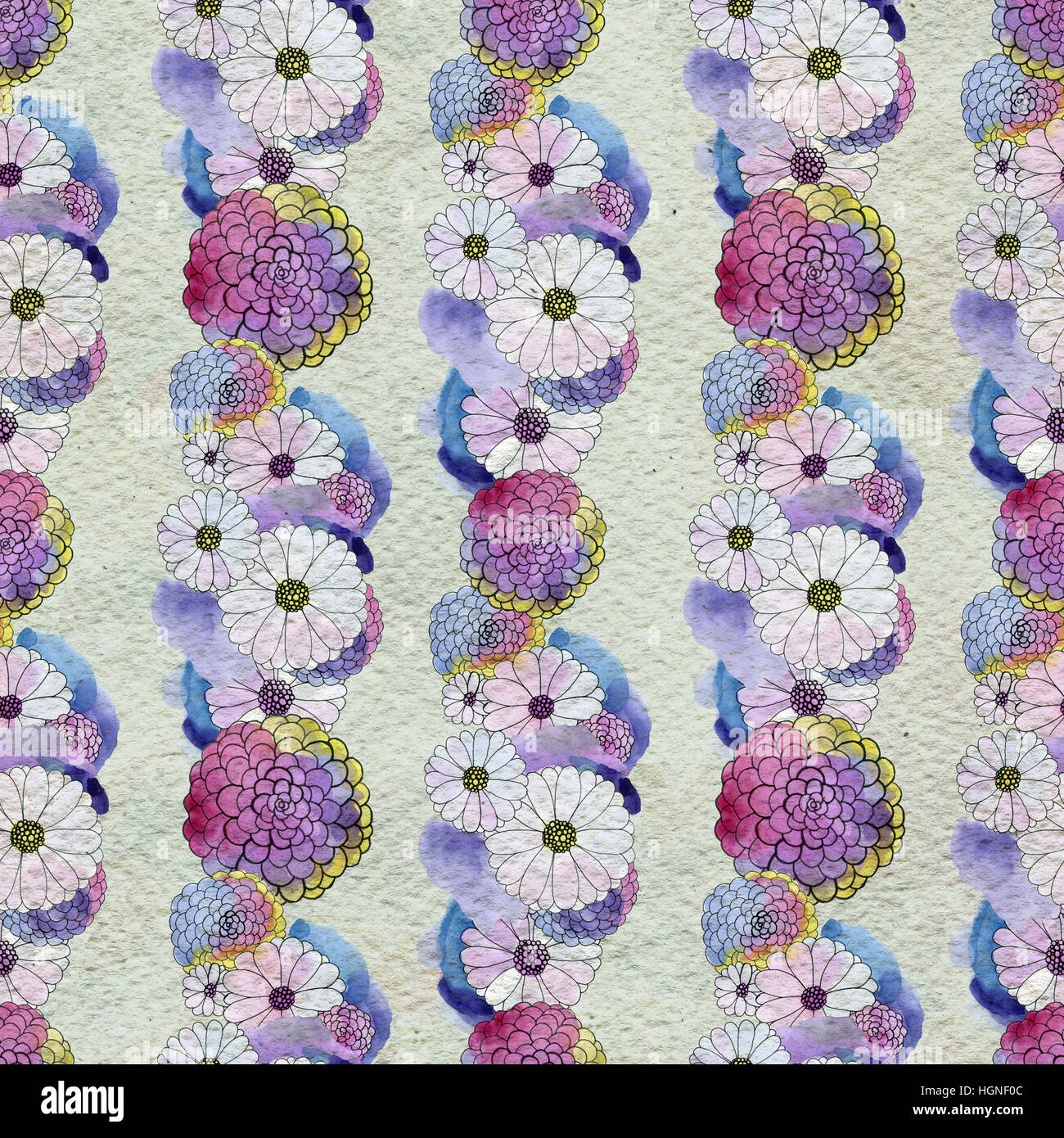 Seamless floral pattern with asters and daisy flowers Stock Photo - Alamy