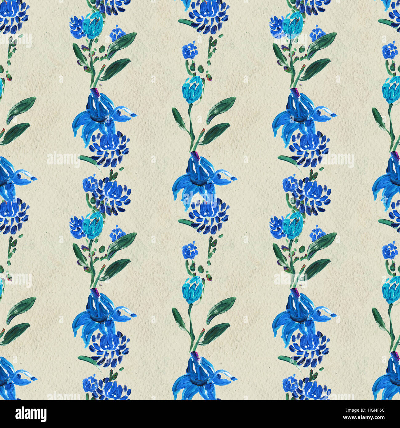 Seamless pattern with blue flowers Stock Photo - Alamy