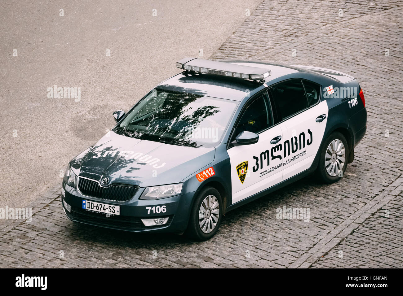 Tbilisi, Georgia - October 21, 2016: Road police Skoda Octavia car in ...