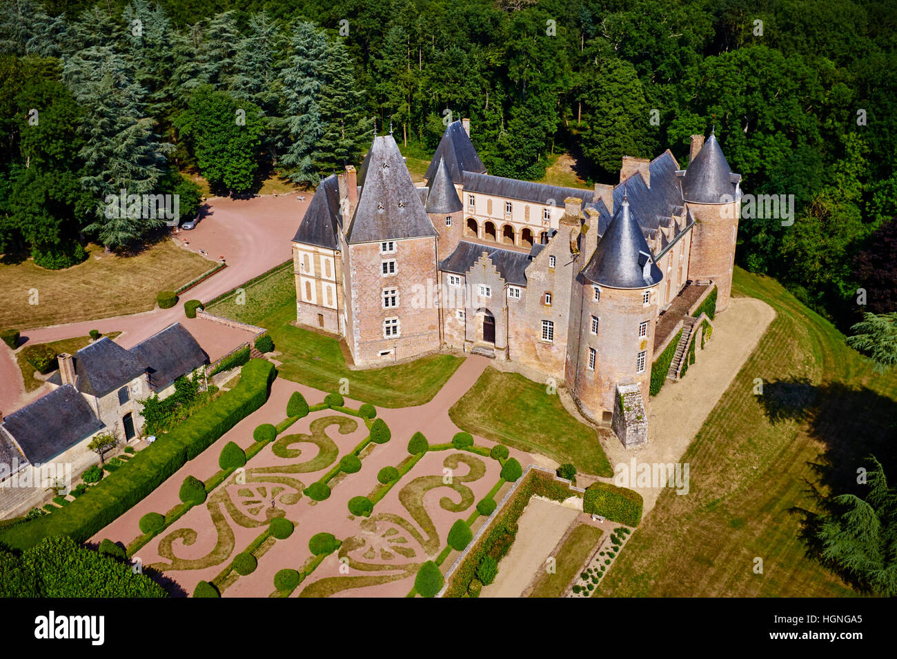 France, Cher (18), Berry, Chateau de Blancafort castle, aerial view ...