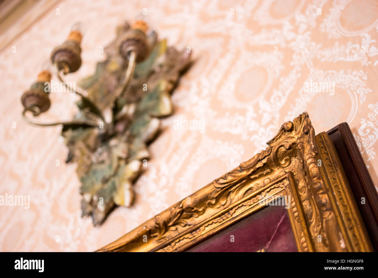 Corner of old gilded frame Stock Photo - Alamy