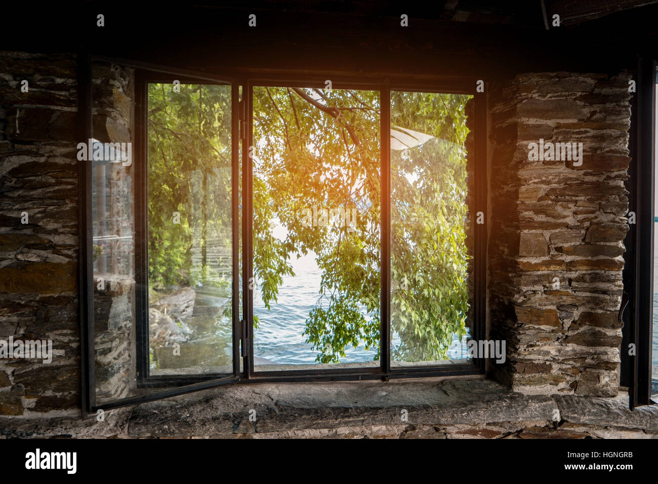 Nature behind window Stock Photo - Alamy