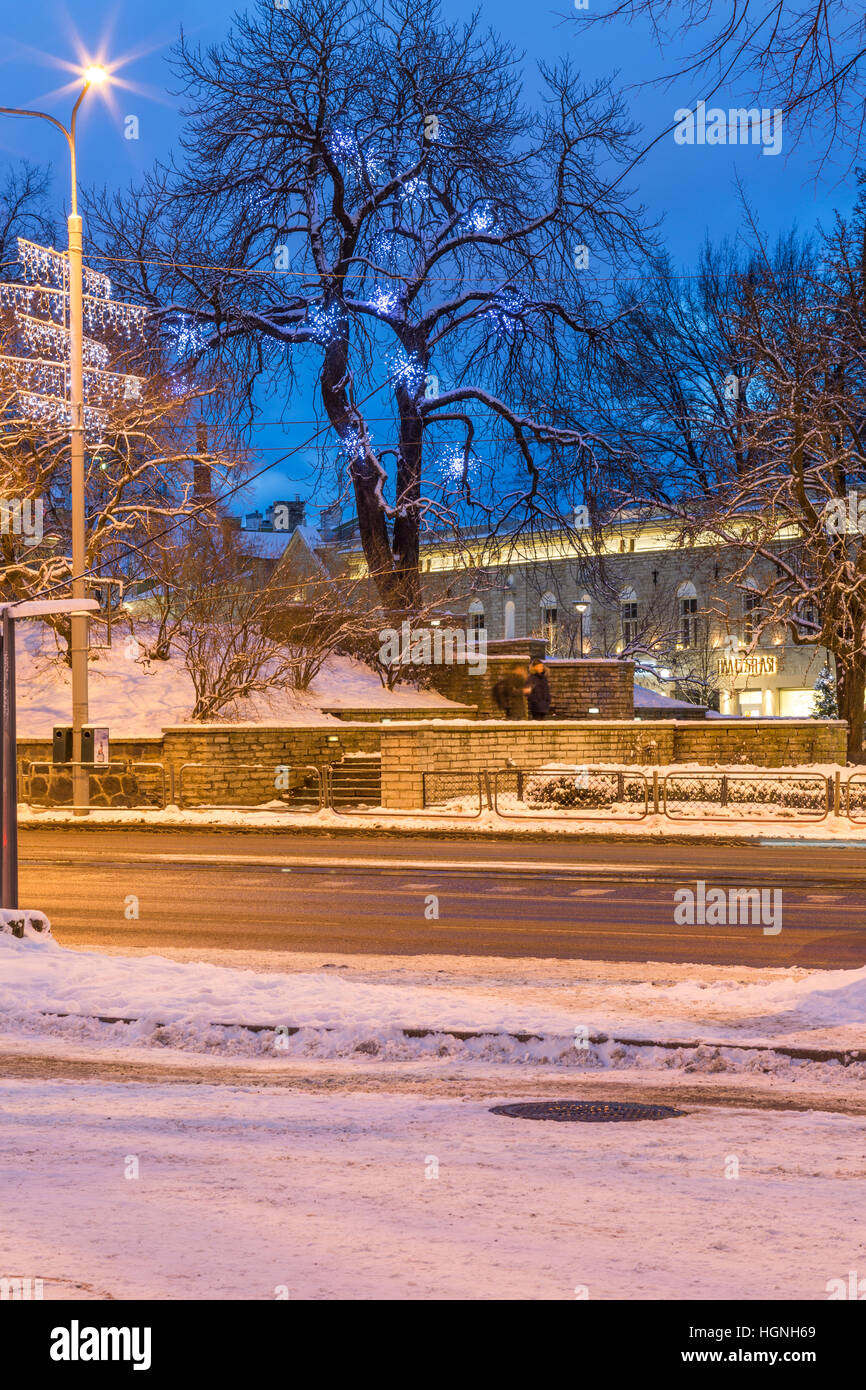 Evening Winter Scene In Tallinn Stock Photo - Alamy