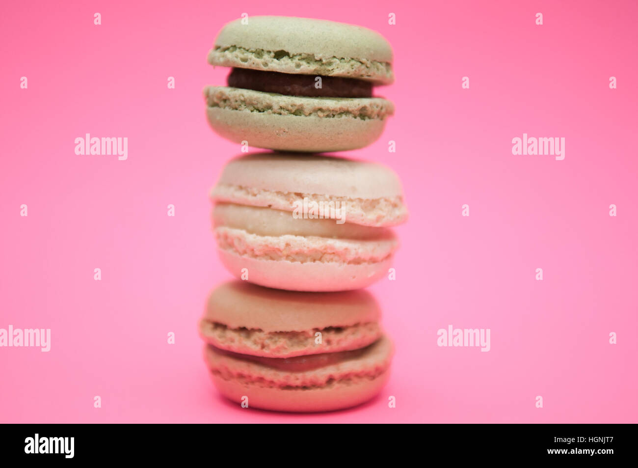 Macaroons close up on a pink background, selection of macaroons Stock Photo - Alamy