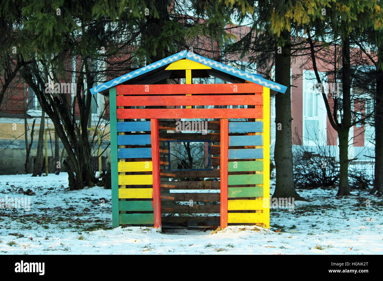 nice colorful small house for children at the playground Stock Photo ...