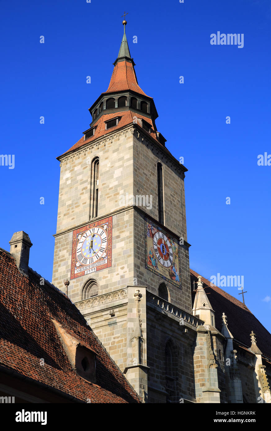 The beautiful Black Church in the Transylvanian city of Brasov, in ...