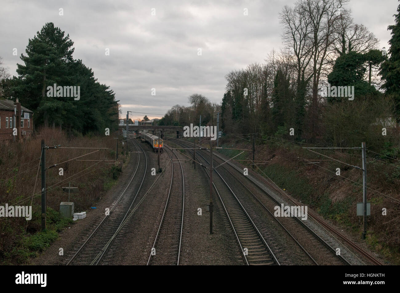 Trains on a railway line Stock Photo - Alamy