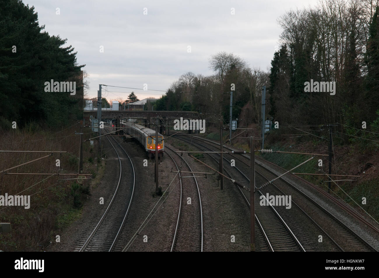 Trains on a railway line Stock Photo - Alamy
